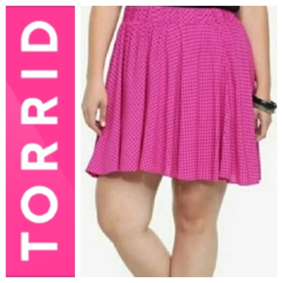 torrid | Skirts | Torrid Plus Size Pink Black Polka Dot Skater Skirt ...